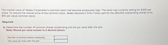 Solved The market value of Yeates Corporation's common stock | Chegg.com