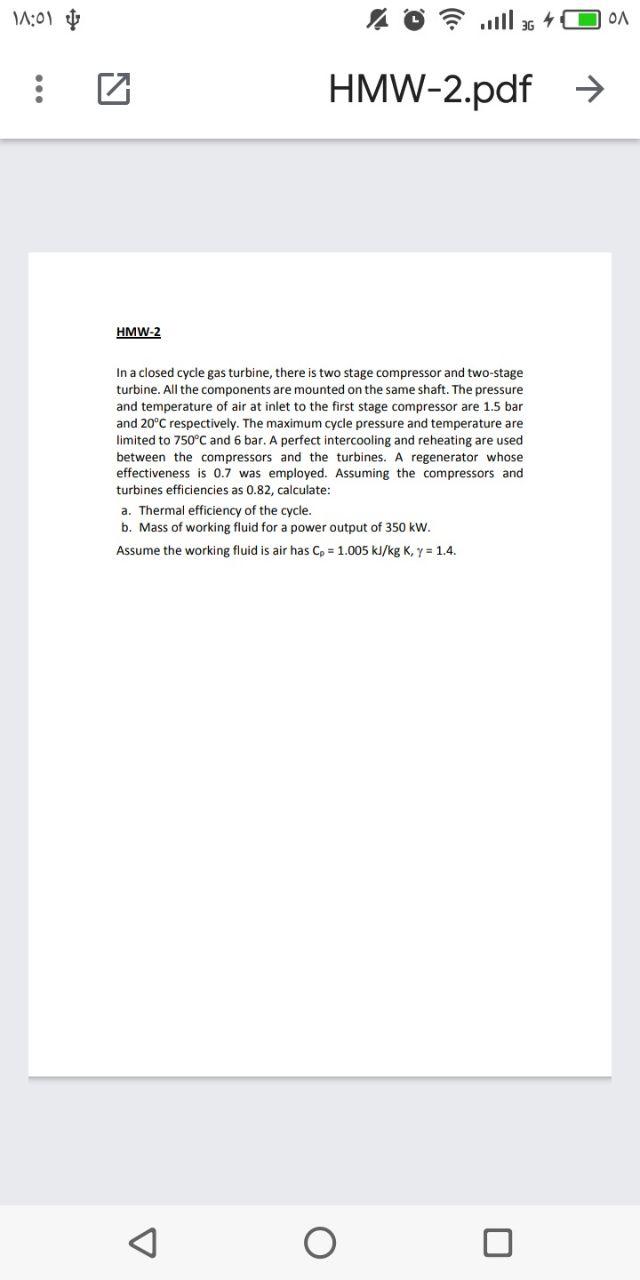 Solved ل ۱۸:۵۱ 4 3 ال ج ОЛ : 7 HMW-2.pdf → HMW-2 In a closed | Chegg.com