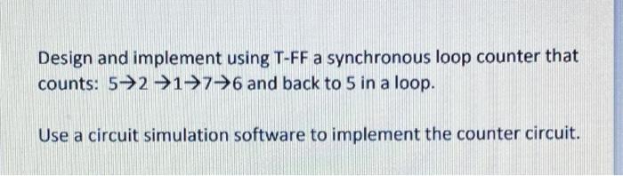 Solved Design And Implement Using T Ff A Synchronous Loop