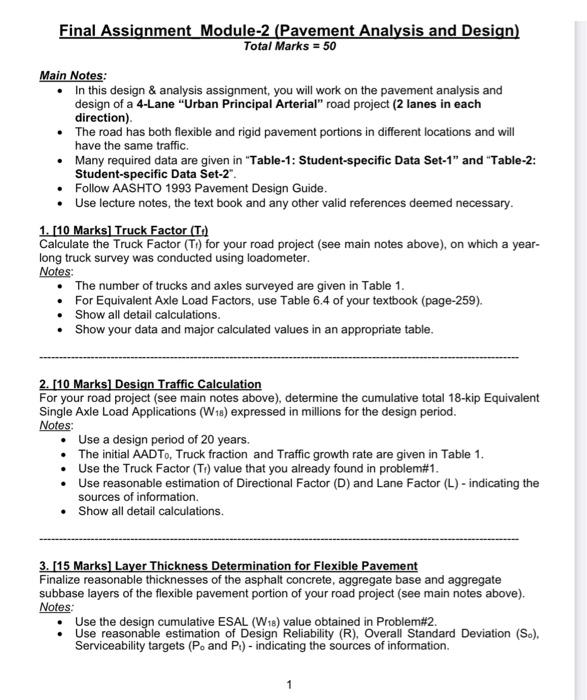 Final Assignment Module-2 (Pavement Analysis and | Chegg.com