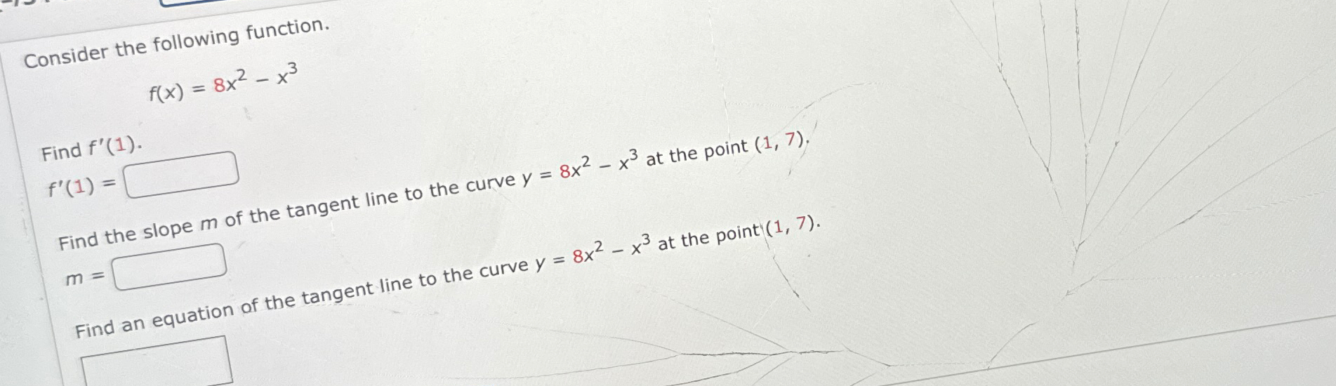 Solved Consider the following function.f(x)=8x2-x3Find | Chegg.com