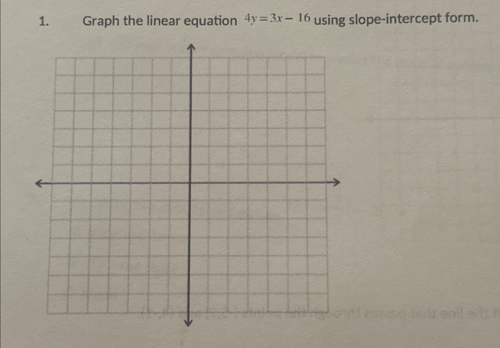 Solved Graph the linear equation 4y=3x-16 ﻿using | Chegg.com