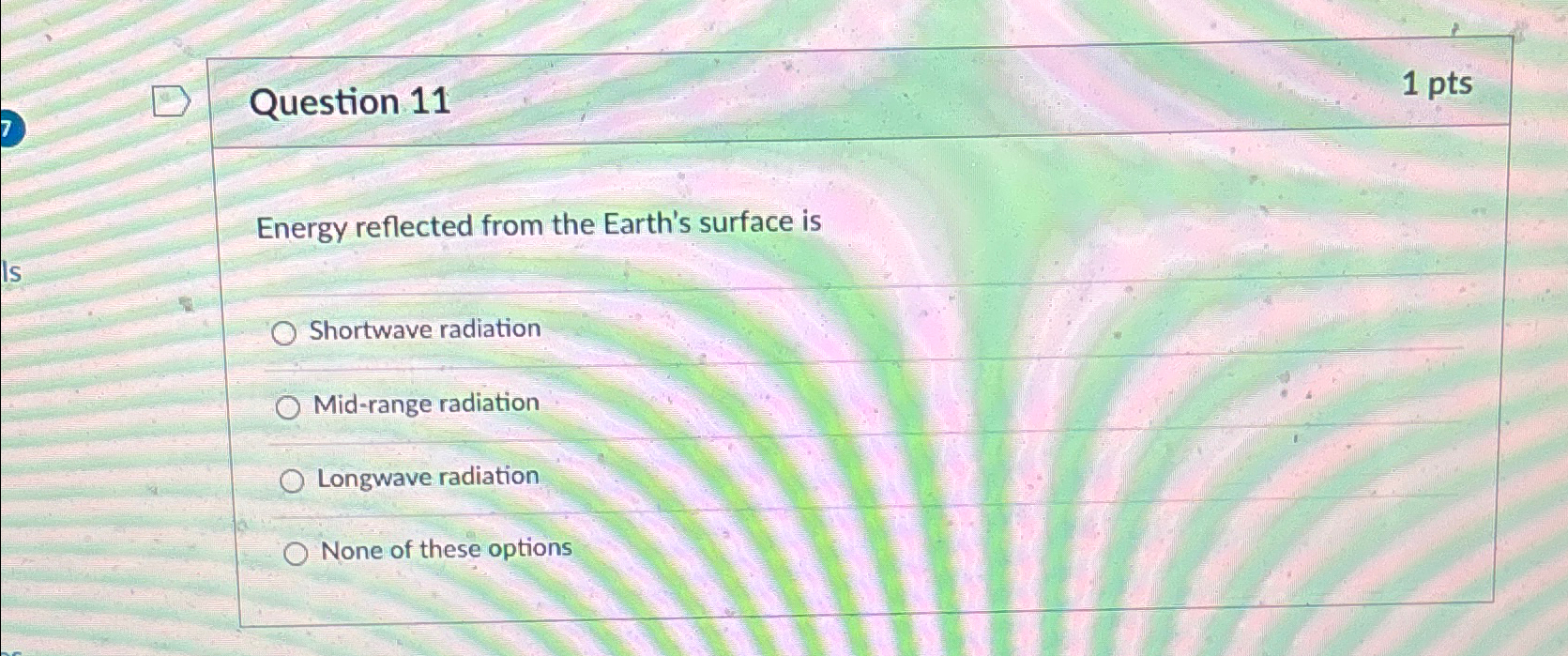 Solved Question 111ptsEnergy reflected from the Earth's | Chegg.com