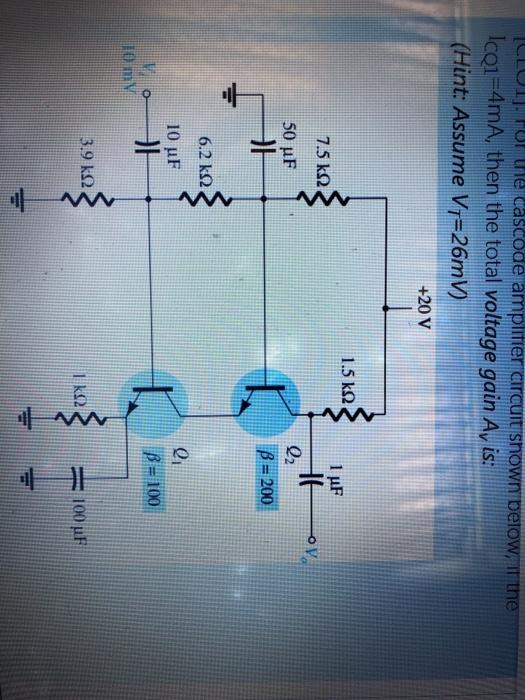 Solved TCLUI. For e cascode amplifier circuit Shown below, | Chegg.com