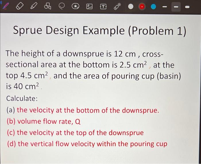 Solved Sprue Design Example (Problem 1) The height of a | Chegg.com