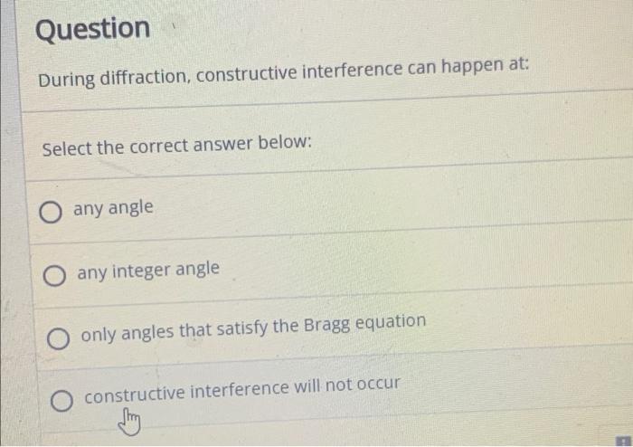 Solved Question During diffraction, constructive | Chegg.com