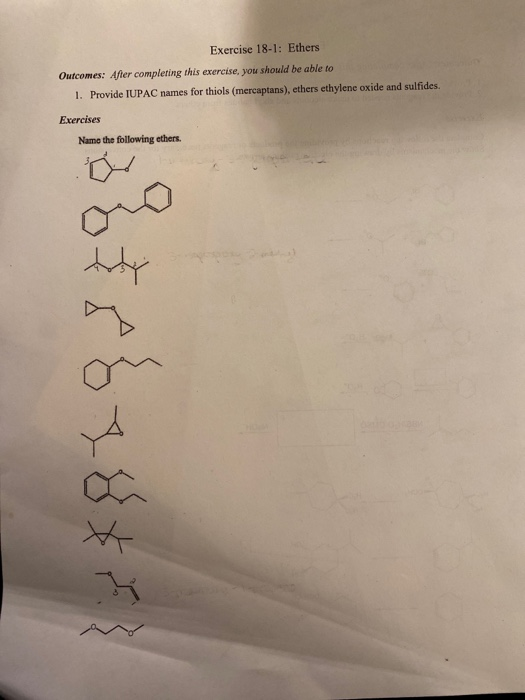 Solved Exercise 18-1: Ethers Outcomes: After completing this | Chegg.com