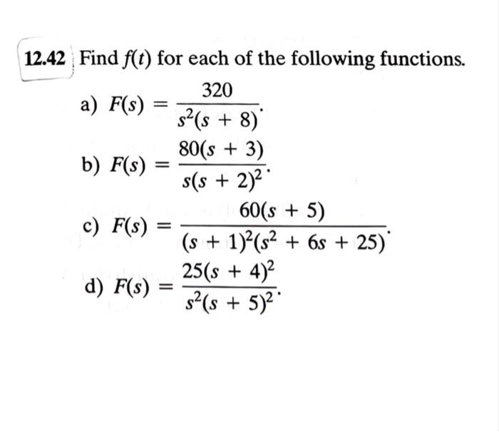 Solved Find f(t) for each of the following functions. a) | Chegg.com