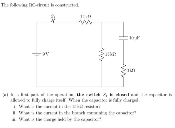 Solved The following RC-circuit is constructed. (a) In a | Chegg.com