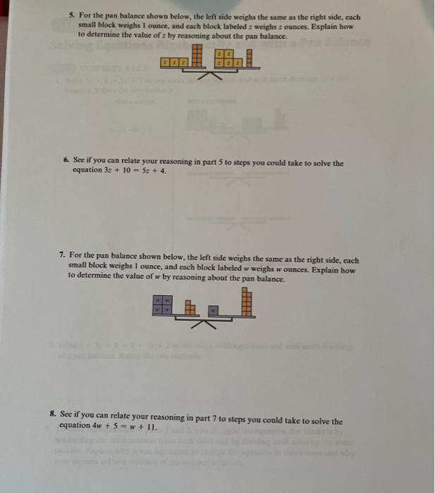 Solved 5. For the pan balance shown below, the left side | Chegg.com