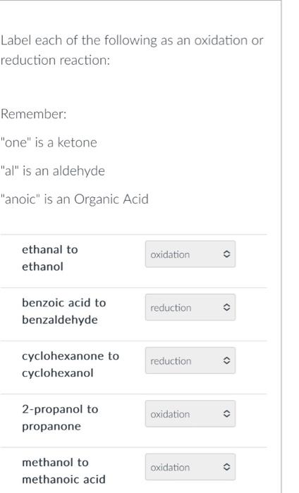 Solved Label each of the following as an oxidation or | Chegg.com