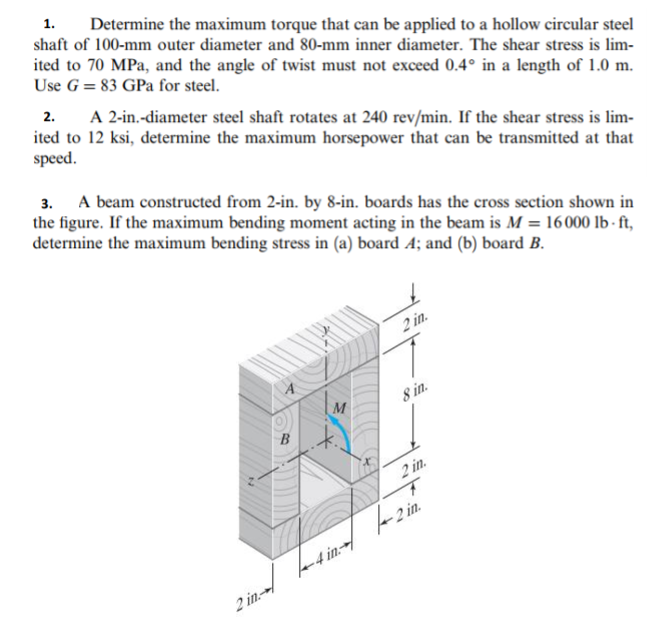 Solved 1. Determine the maximum torque that can be applied | Chegg.com