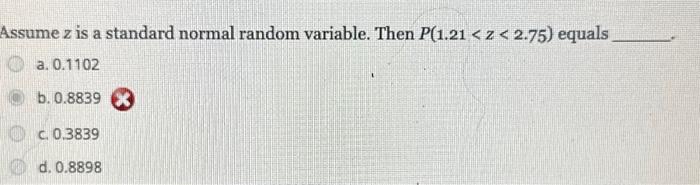Solved Assume z is a standard normal random variable. Then | Chegg.com