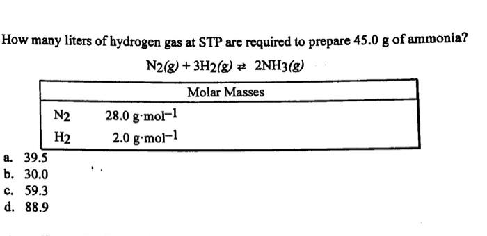 Solved How many liters of hydrogen gas at STP are required | Chegg.com