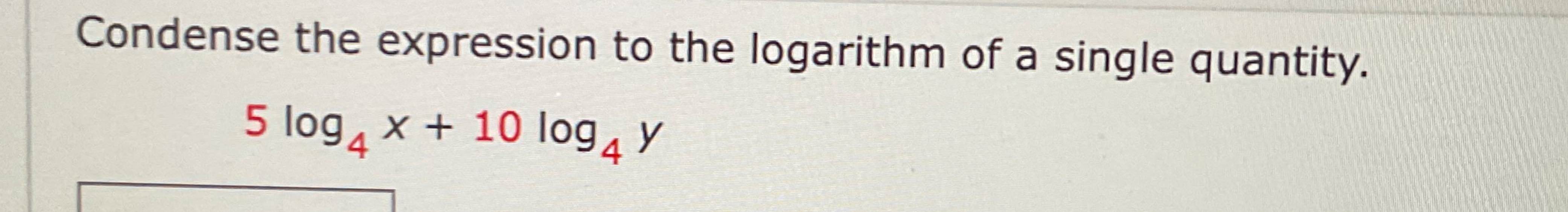 Solved Condense the expression to the logarithm of a single | Chegg.com