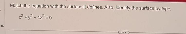 Solved Match the equation with the surface it defines. Also, | Chegg.com