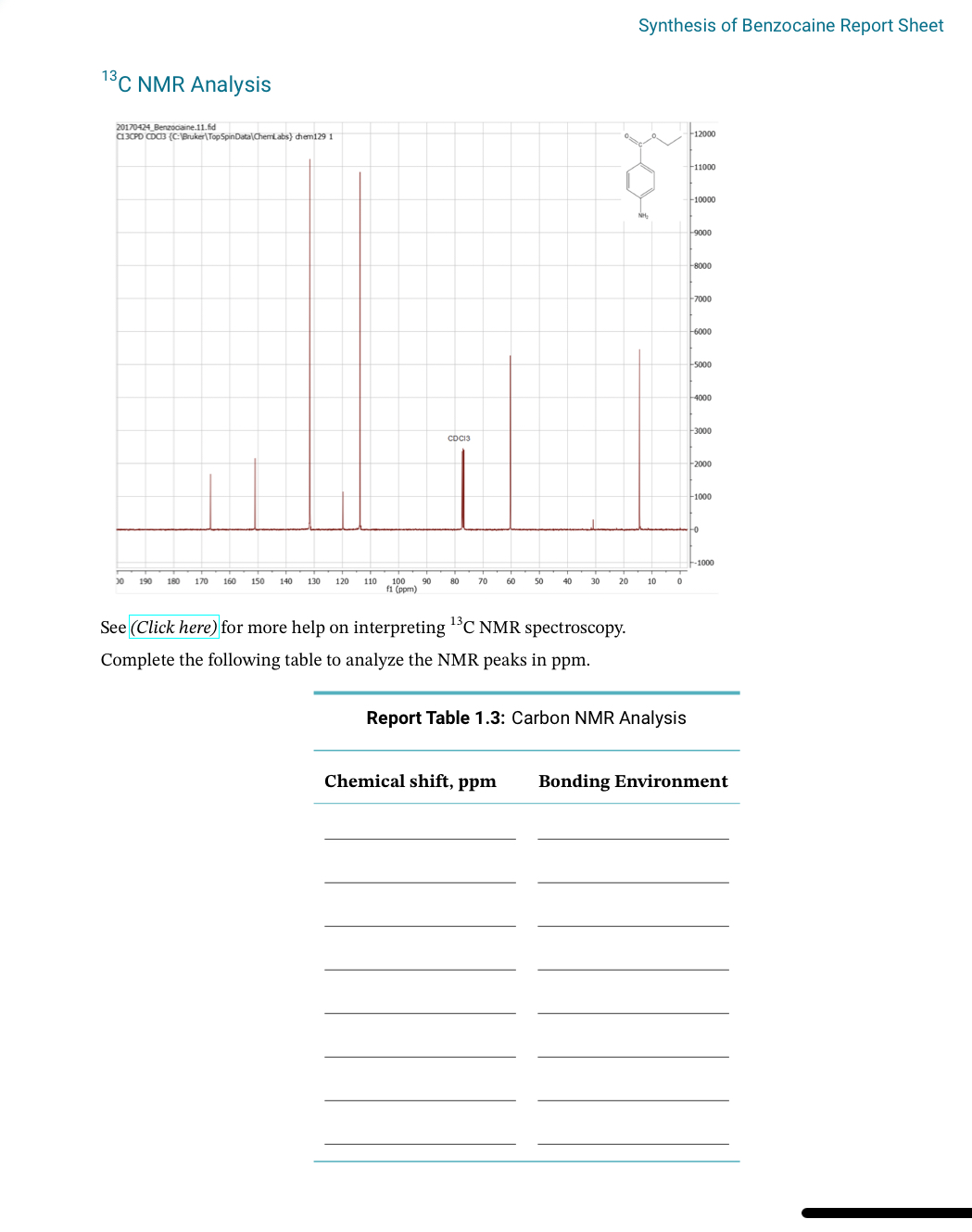 Solved \( { }^{13} \mathrm{C} \) ﻿NMR Analysis See (Click | Chegg.com