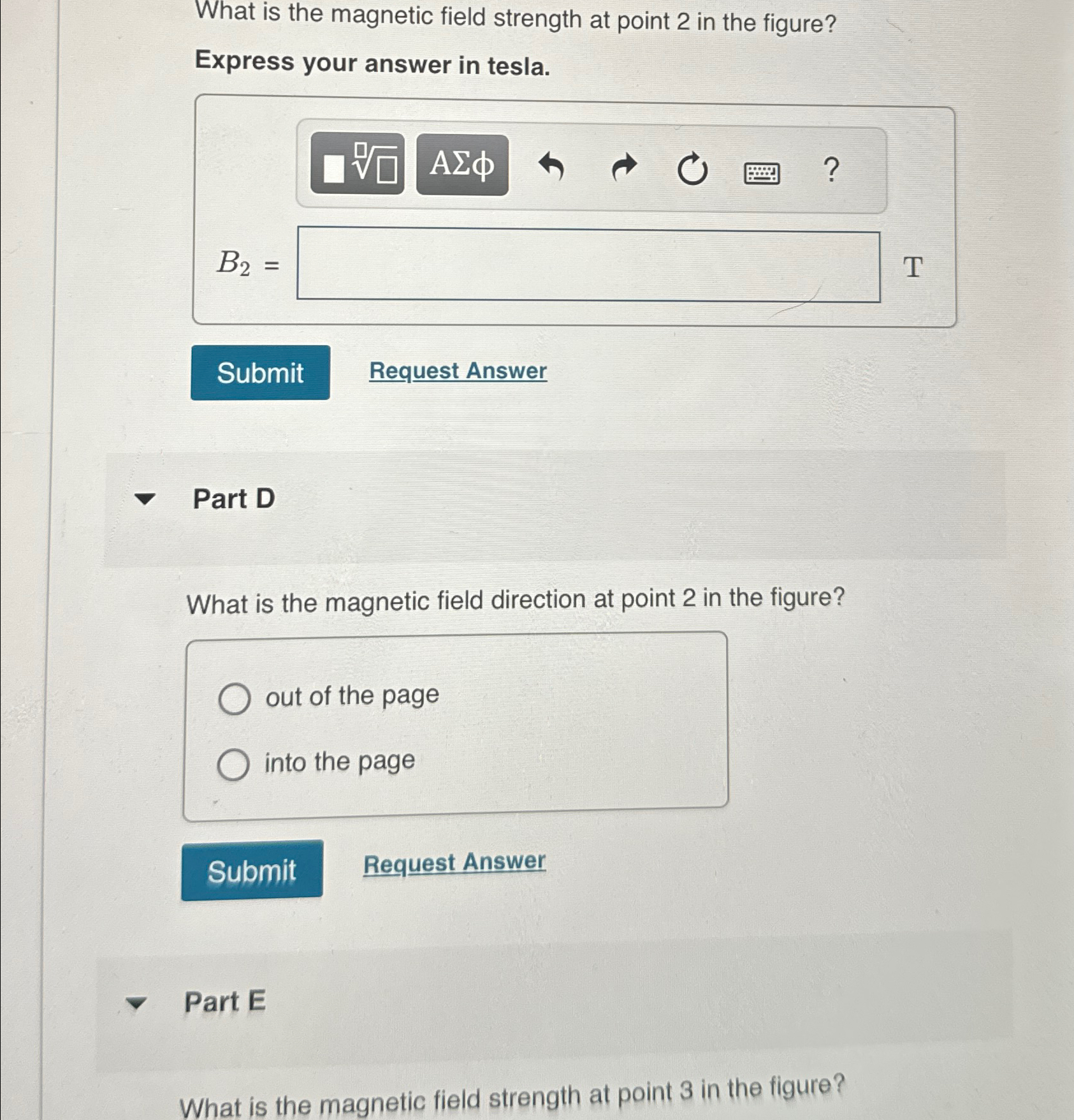 What is the magnetic field strength at point 2 ﻿in | Chegg.com