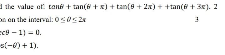 the value of: tano + tan(@ + 7) + tan(@ +21) + +tan(0 | Chegg.com