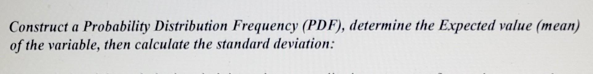 Solved Construct a Probability Distribution Frequency (PDF), | Chegg.com