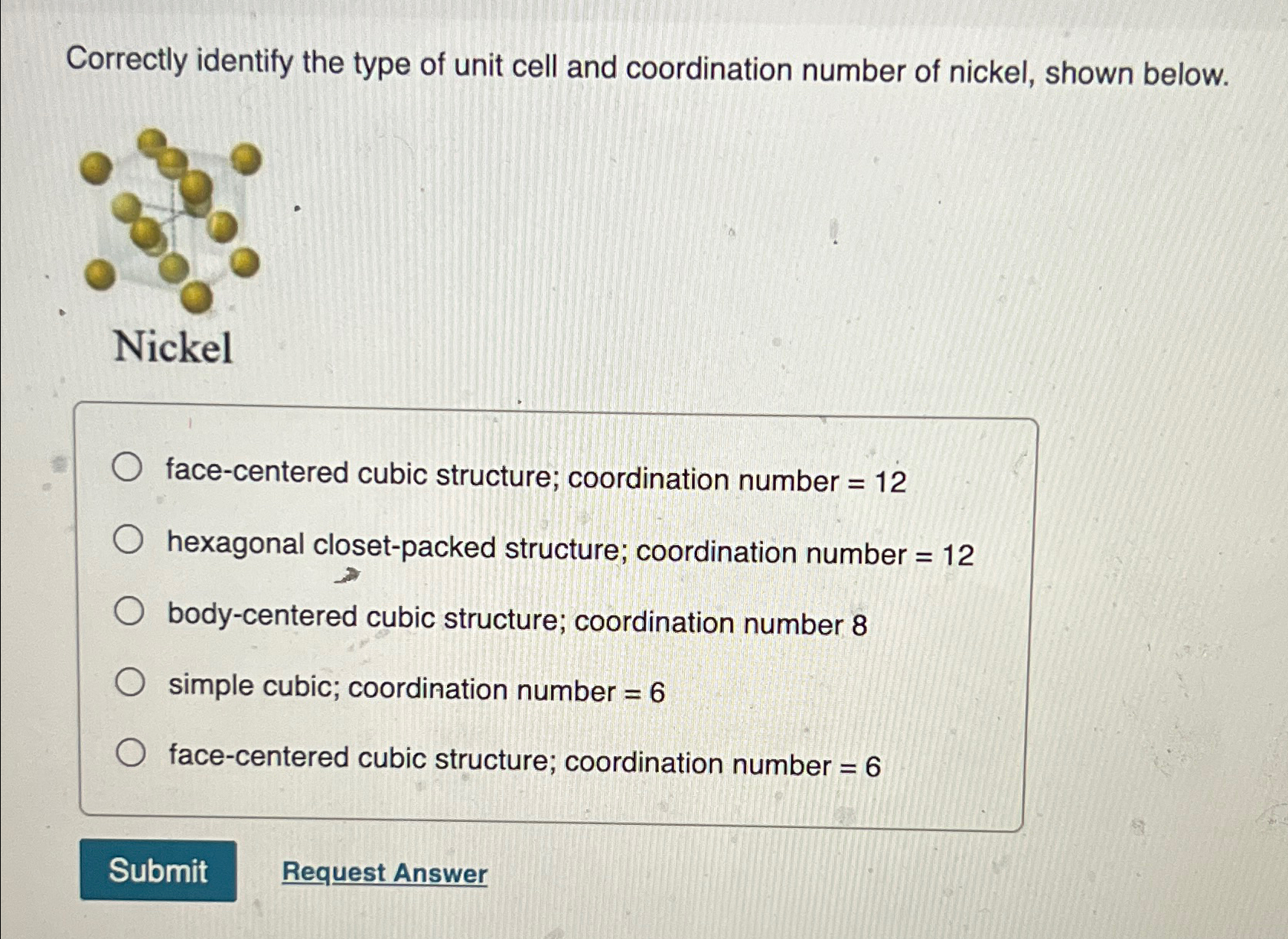 Solved Correctly identify the type of unit cell and | Chegg.com