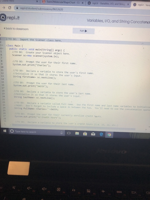 Solved reptit Varobiles, 10, and String * replit Varl com | Chegg.com
