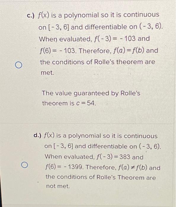 Solved Determine if the requirements for Rolle's theorem are | Chegg.com