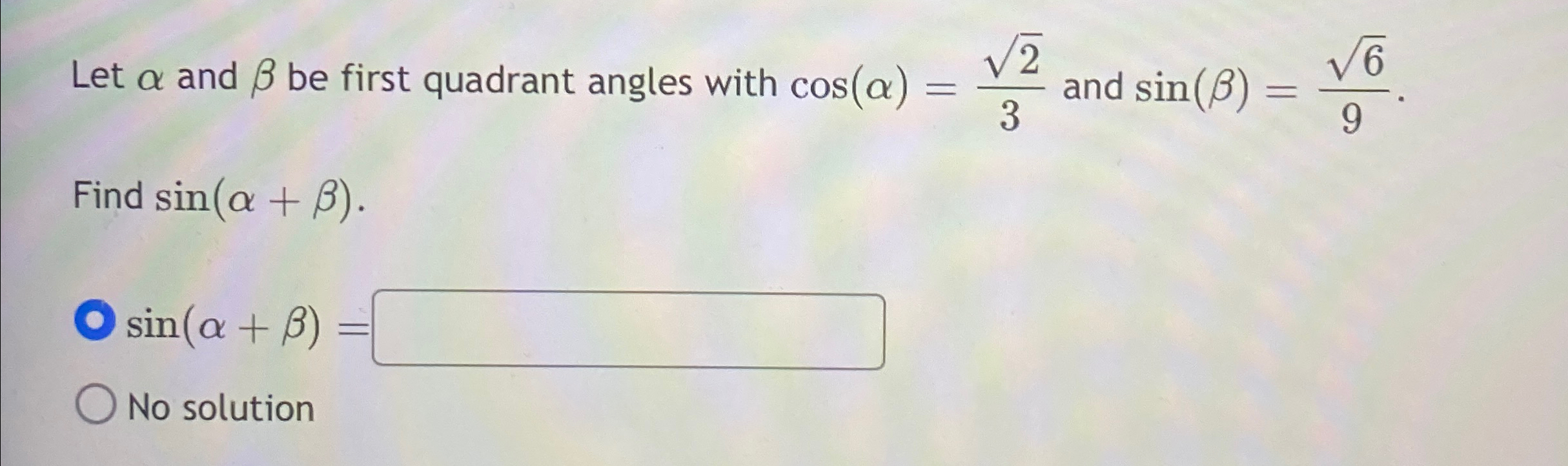 Solved Let α ﻿and β ﻿be first quadrant angles with | Chegg.com