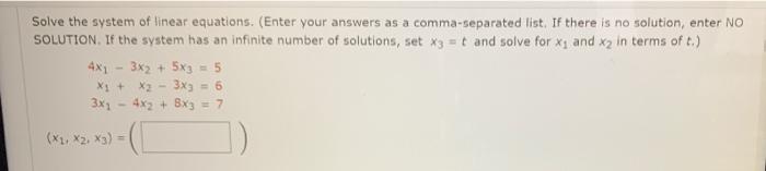 Solved Solves the system of near equations (Enter your ans | Chegg.com
