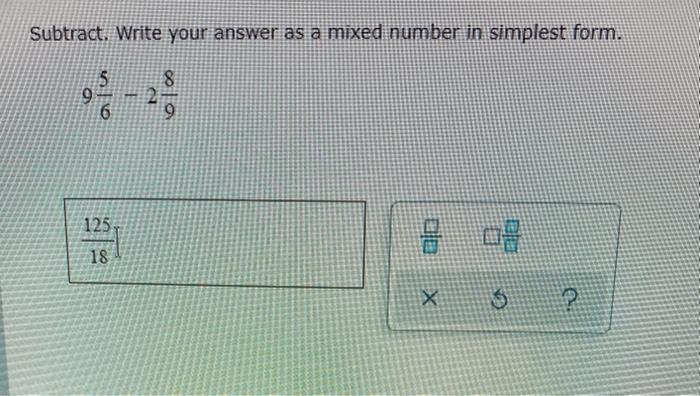 Solved Subtract. Write your answer as a mixed number in | Chegg.com