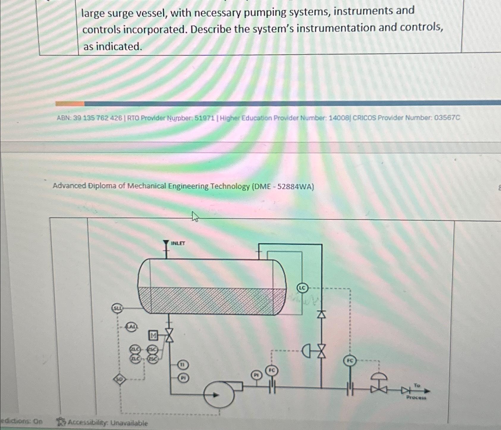 Solved large surge vessel, with necessary pumping systems, | Chegg.com