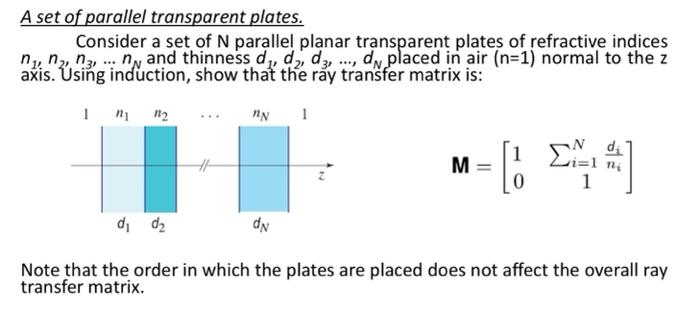 Solved A set of parallel transparent plates. Consider a set | Chegg.com
