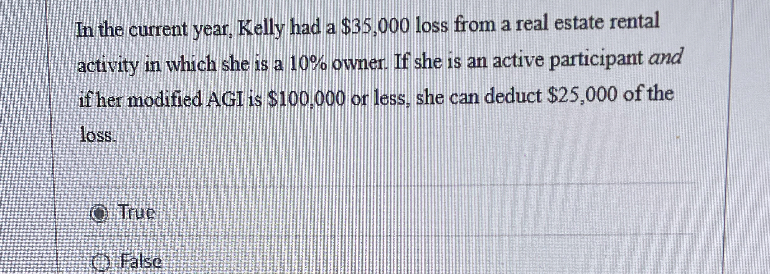 Solved In the current year, Kelly had a $35,000 ﻿loss from a | Chegg.com