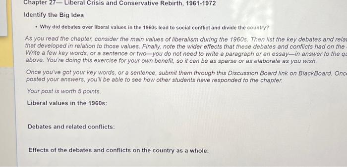 Chapter 27- Liberal Crisis and Conservative Rebirth, | Chegg.com