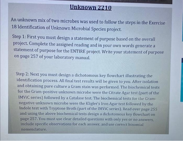 Solved DICHOTOMOUS KEY FLOWCHART; During the unknown | Chegg.com