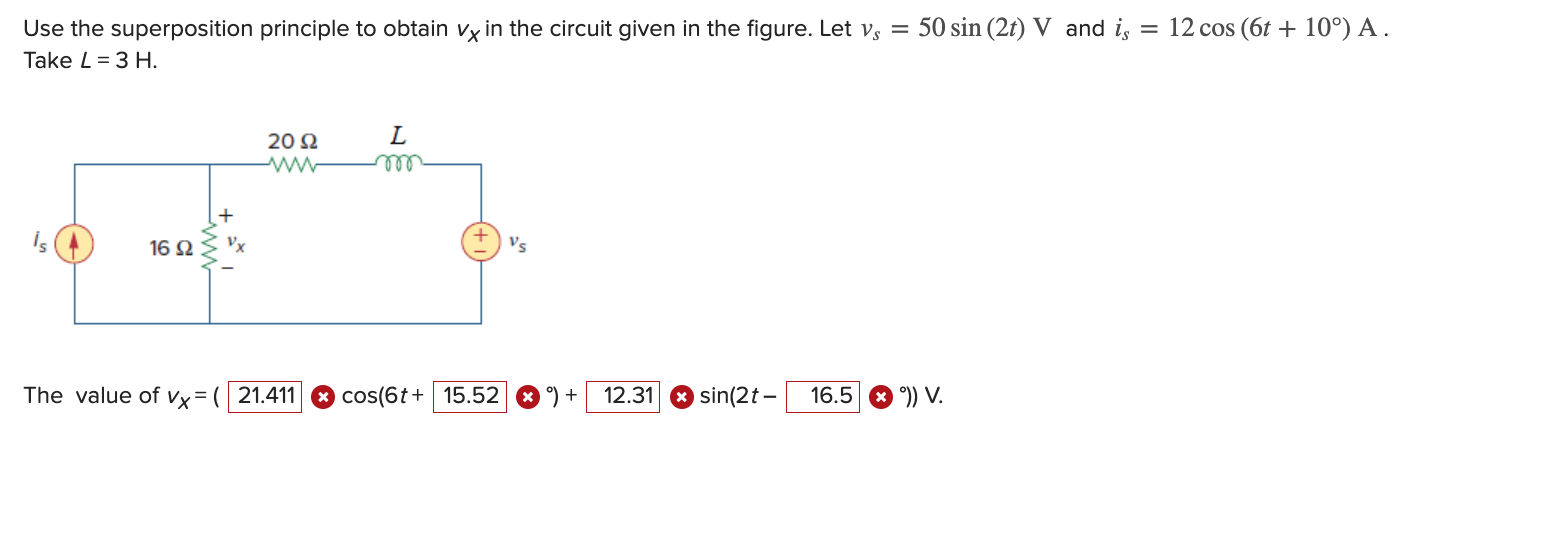 Solved by an EXPERT InUse the superposition principle to ﻿obtain vx in | Chegg.com