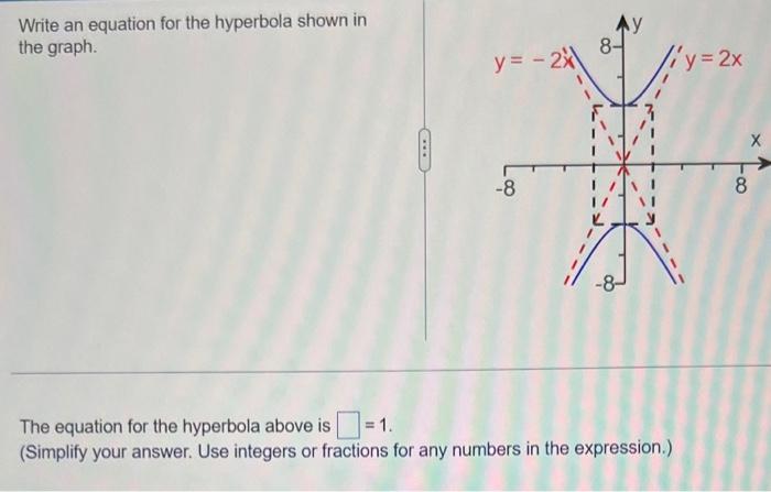 Solved Write an equation for the hyperbola shown in the | Chegg.com