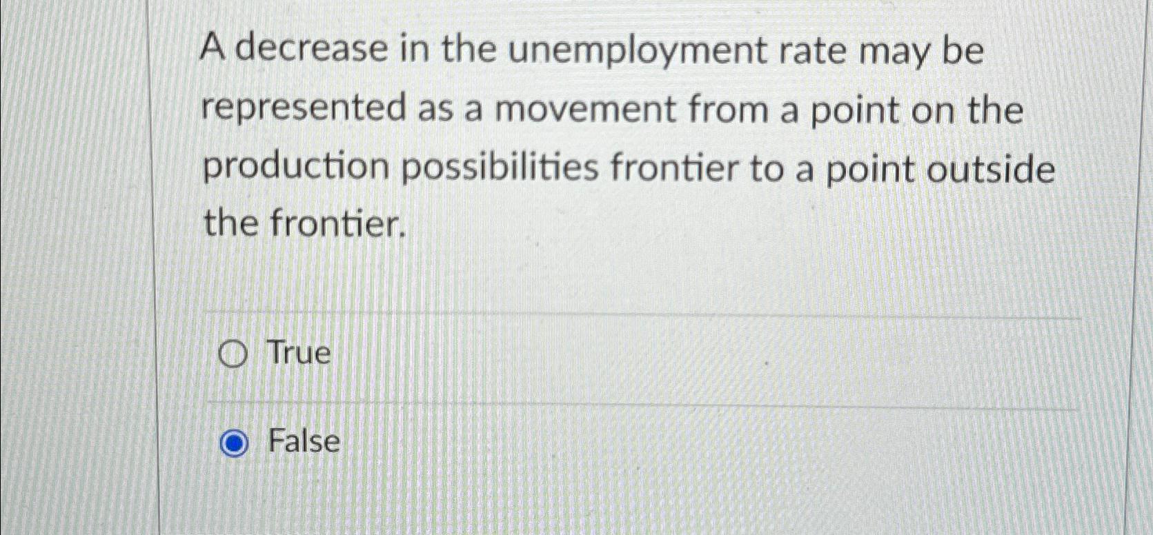 Solved A decrease in the unemployment rate may be | Chegg.com