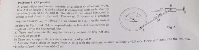 Solved Problem 1. (3.0) points) A crank-slider mechanisma | Chegg.com