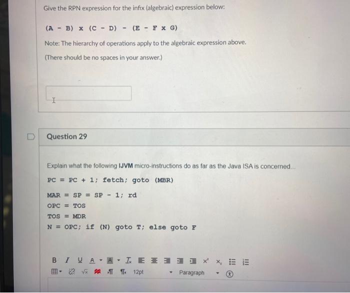 Solved Give the RPN expression for the infix (algebraic) | Chegg.com