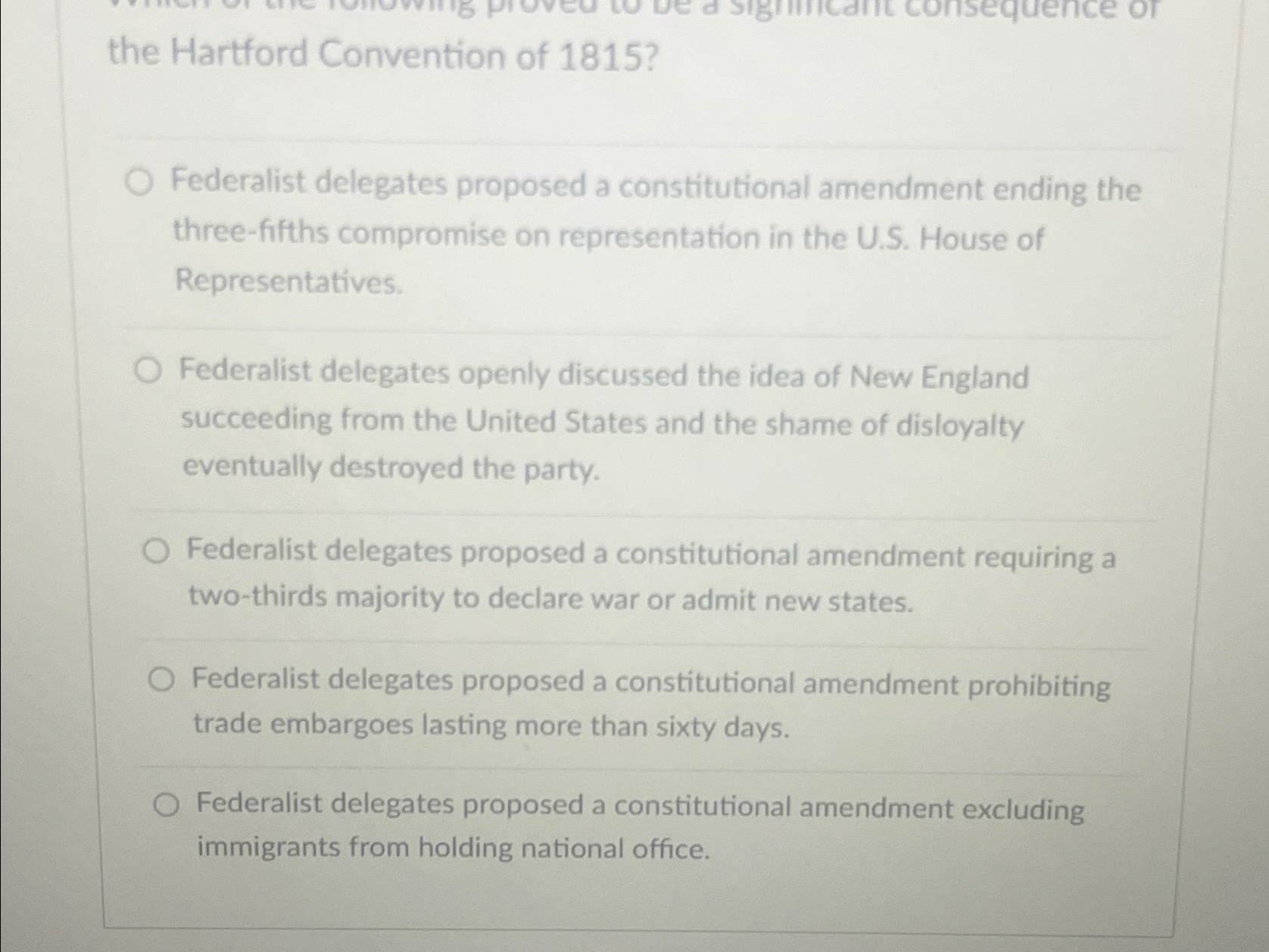 Solved the Hartford Convention of 1815?Federalist delegates | Chegg.com