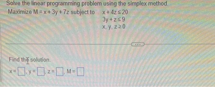 Solved Solve the linear programming problem using the | Chegg.com