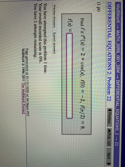 Solved WeBWork MATH_009B_001_20W - DIFFERENTIAL EQUATIONS 2 | Chegg.com