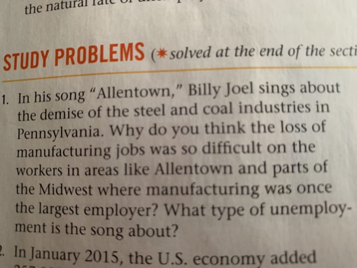 Solved the natural Idll Un STUDY PROBLEMS (*solved at the | Chegg.com