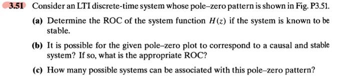 3.51 Consider an LTI discrete-time system whose | Chegg.com