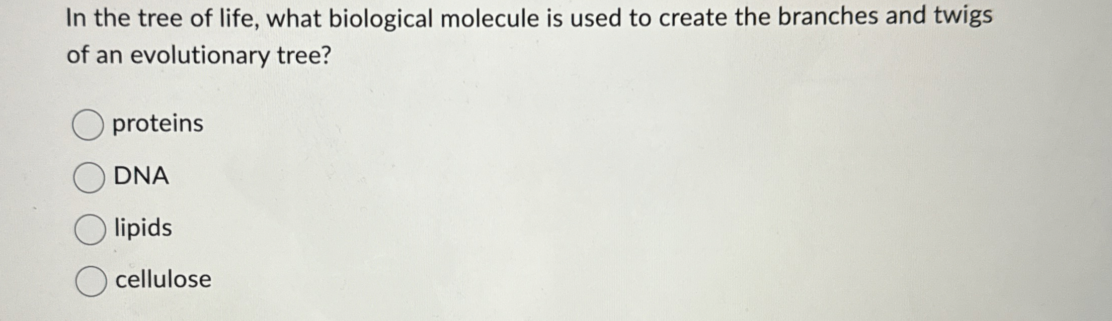 Solved In the tree of life, what biological molecule is used | Chegg.com