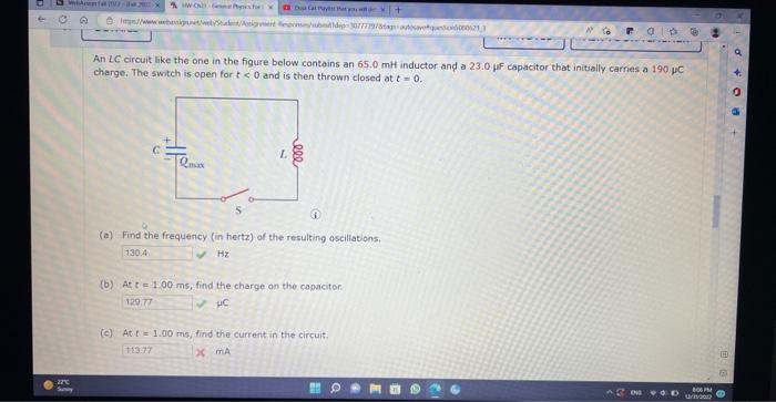 Solved An LC circuit like the one in the figure below | Chegg.com