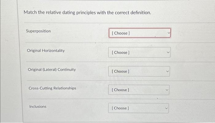 Solved Match the relative dating principles with the correct | Chegg.com