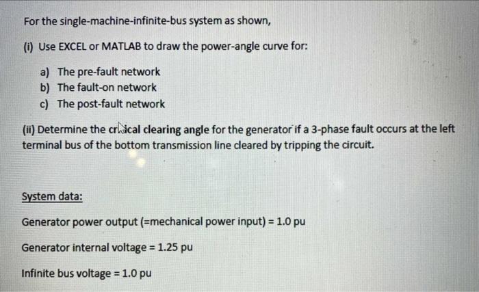 Solved For the single-machine-infinite-bus system as shown, | Chegg.com