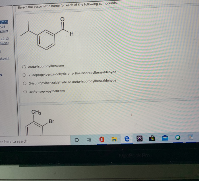 Solved Select the systematic name for each of the following | Chegg.com